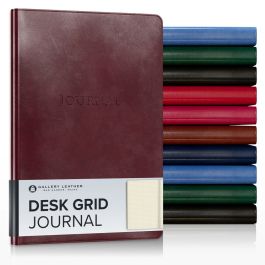 Personalized Desk Leather Journal (Grid) | Gallery Leather | Made in Maine